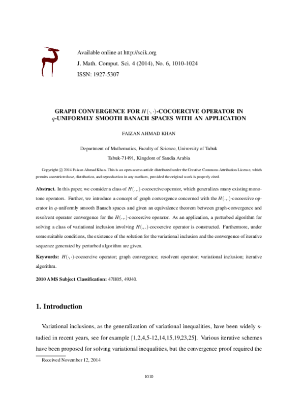 (PDF) Graph convergence for H(., .)-cocoercive operator in q-uniformly smooth Banach spaces with ...
