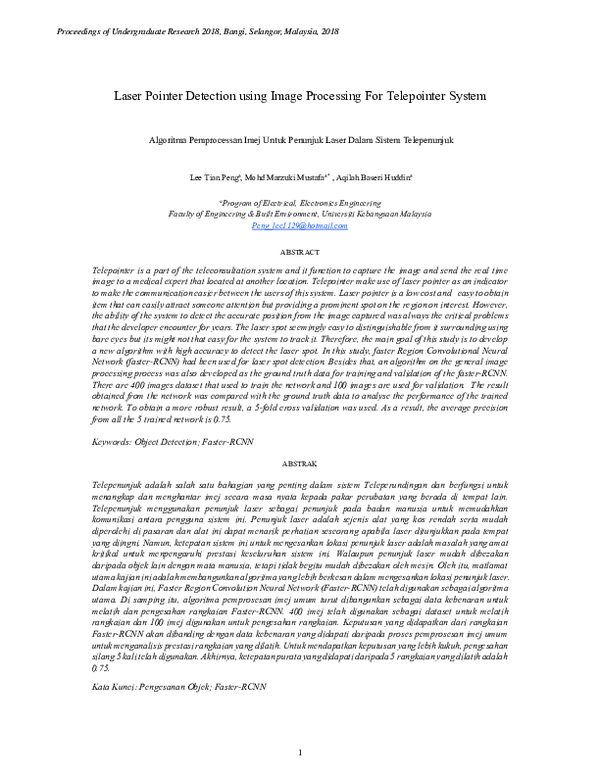 Pdf Laser Pointer Detection Using Image Processing For Telepointer System