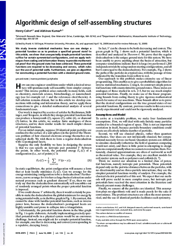 (PDF) Algorithmic design of self-assembling structures
