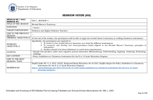 (DOC) SESSION GUIDE-Revised Bloom's Taxonomy