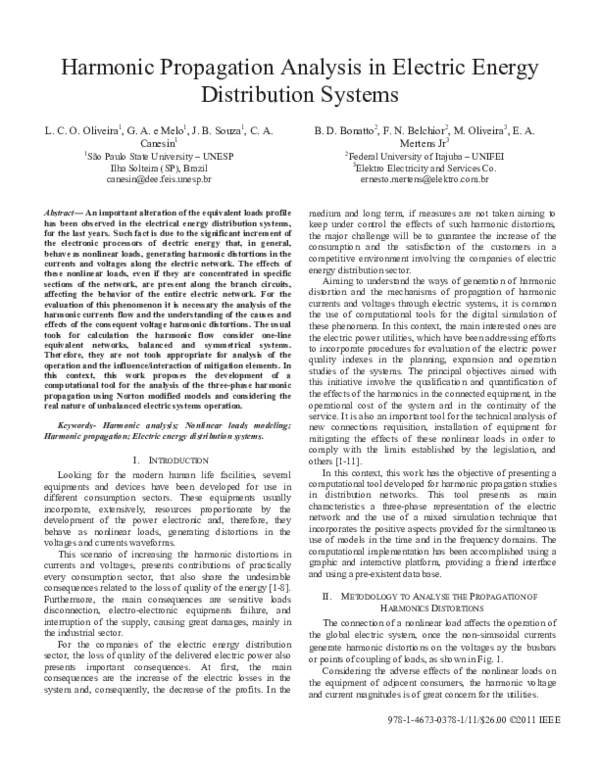 (PDF) Harmonic propagation analysis in electric energy distribution systems