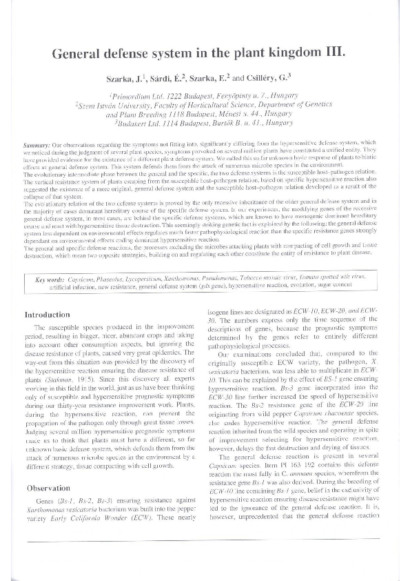 (PDF) General defense system in the plant kingdom III