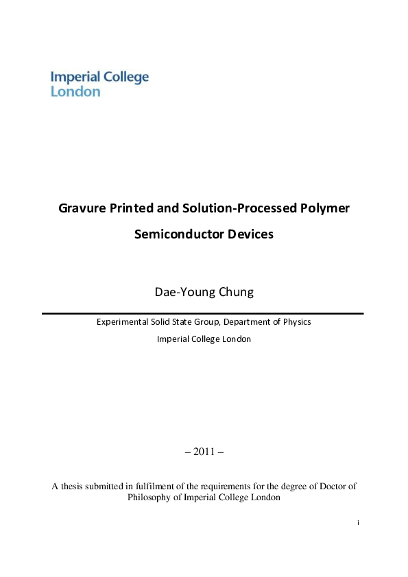 (PDF) Gravure Printed and Solution-Processed Polymer Semiconductor Devices