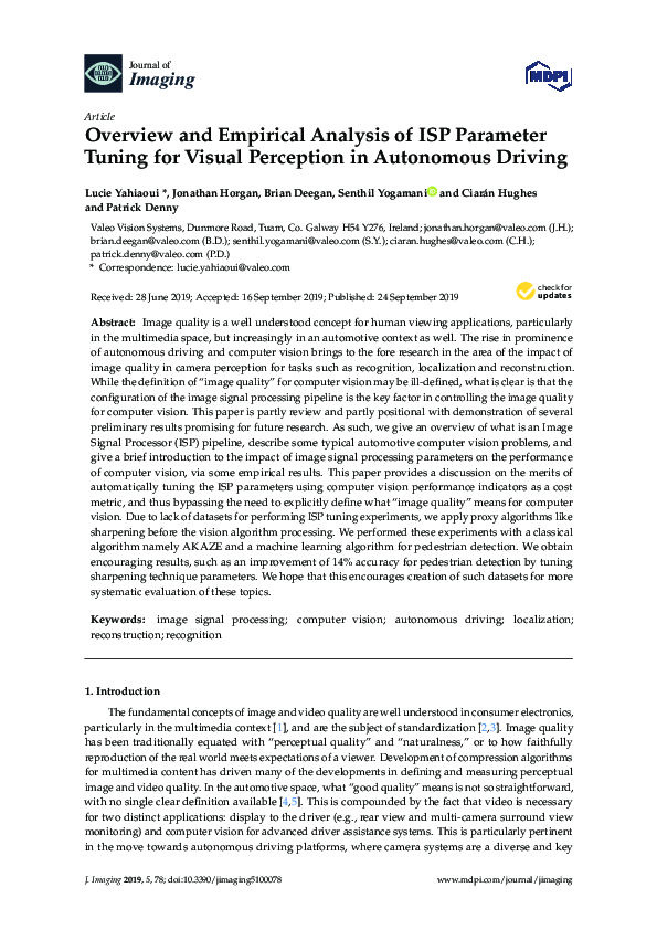 (PDF) Overview and Empirical Analysis of ISP Parameter Tuning for Visual Perception in ...