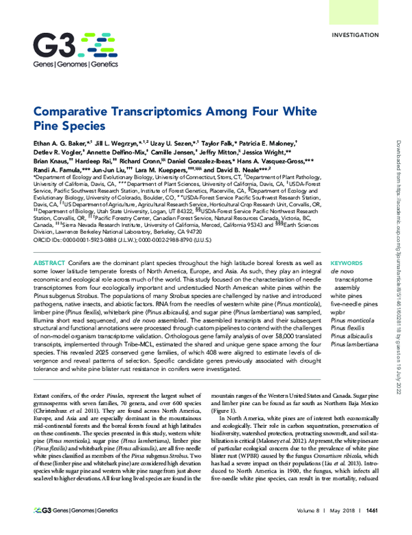 (PDF) Comparative Transcriptomics Among Four White Pine Species