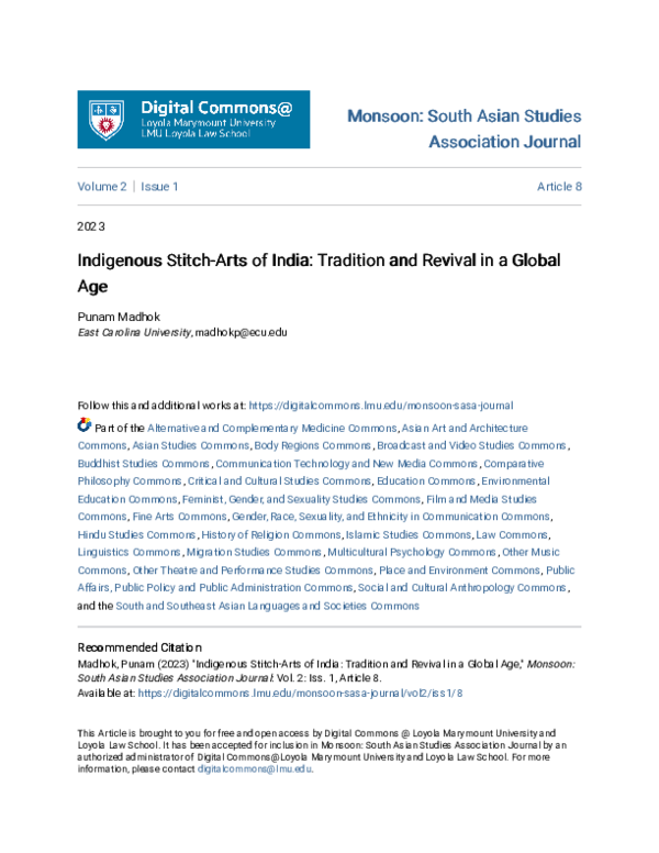 (PDF) Indigenous Stitch-Arts of India: Tradition and Revival in a ...