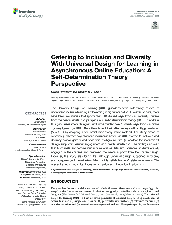 (PDF) Catering to Inclusion and Diversity With Universal Design for ...