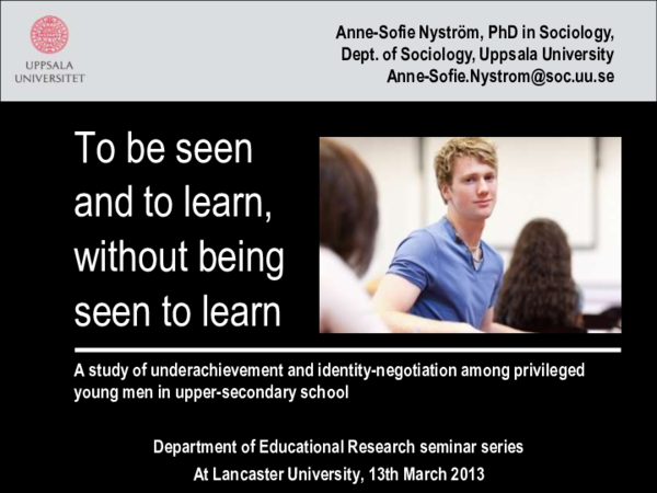 (PDF) To be seen and to learn, without being seen to learn