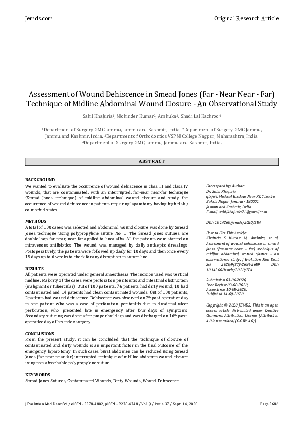 (PDF) Assessment of Wound Dehiscence in Smead Jones (Far - Near Near ...