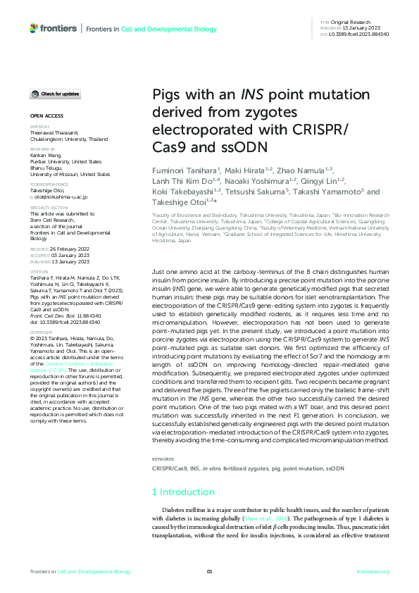 (PDF) Pigs with an INS point mutation derived from zygotes ...