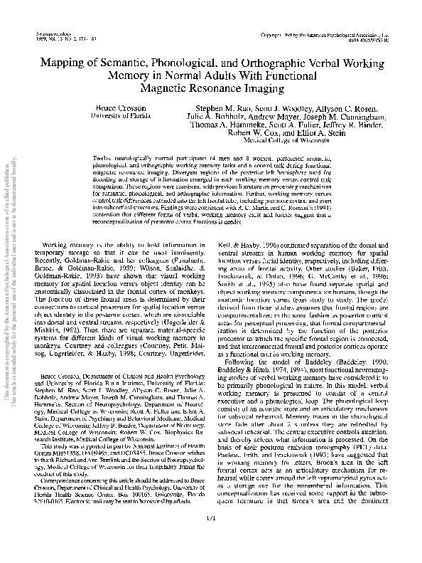 (PDF) Mapping of semantic, phonological, and orthographic verbal working memory in normal adults ...