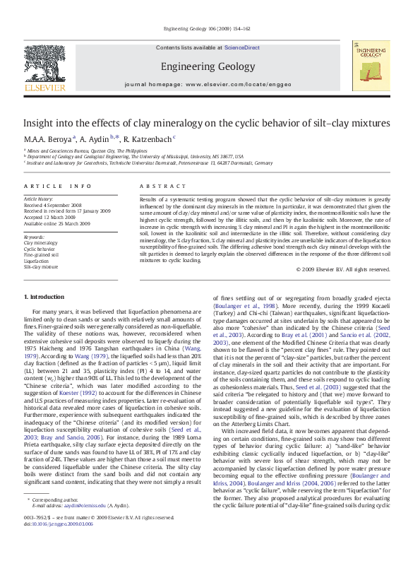(PDF) Insight into the effects of clay mineralogy on the cyclic ...