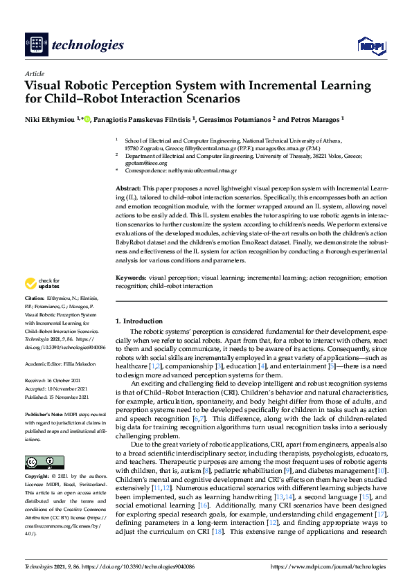 (PDF) Visual Robotic Perception System with Incremental Learning for ...