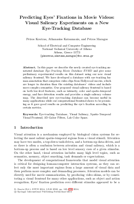 (PDF) Predicting Eyes’ Fixations in Movie Videos: Visual Saliency Experiments on a New Eye ...