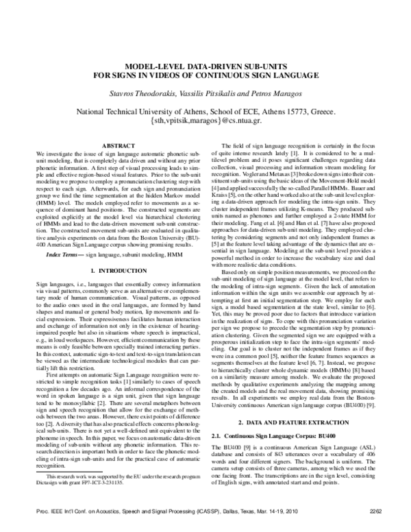 (PDF) Model-level data-driven sub-units for signs in videos of continuous Sign Language