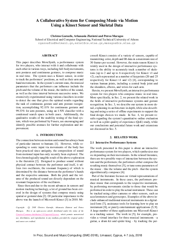 (PDF) A Collaborative System For Composing Music Via Motion Using A ...