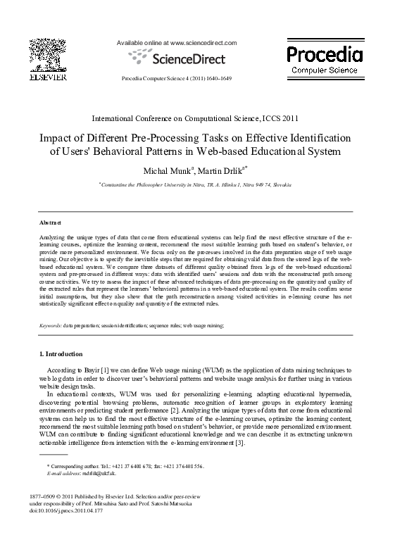 (PDF) Impact of Different Pre-Processing Tasks on Effective Identification of Users’ Behavioral ...