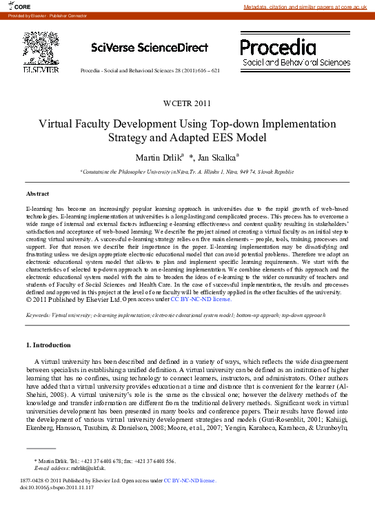(PDF) Virtual Faculty Development Using Top-down Implementation Strategy and Adapted EES Model ...