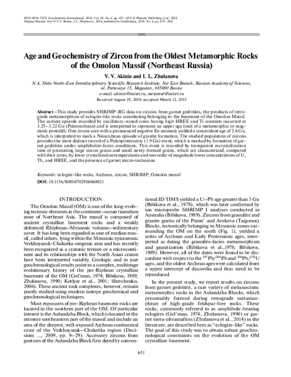 (PDF) Age and geochemistry of zircon from the oldest metamorphic rocks ...