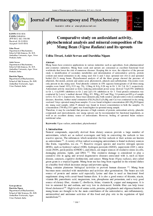 (PDF) Comparative study on antioxidant activity, phytochemical analysis and mineral composition ...