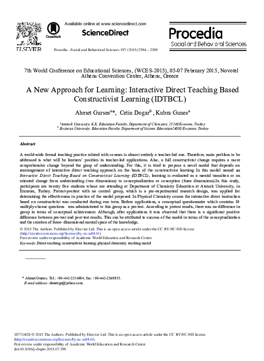 (PDF) A New Approach for Learning: Interactive Direct Teaching Based ...