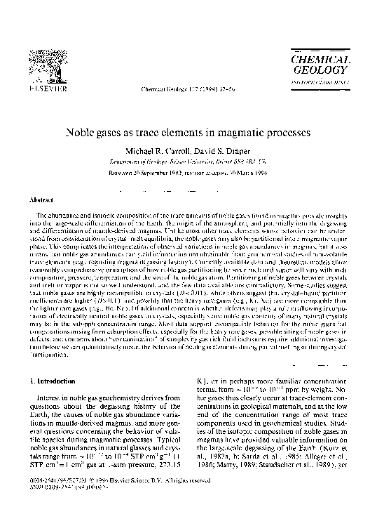 (PDF) Noble gases as trace elements in magmatic processes