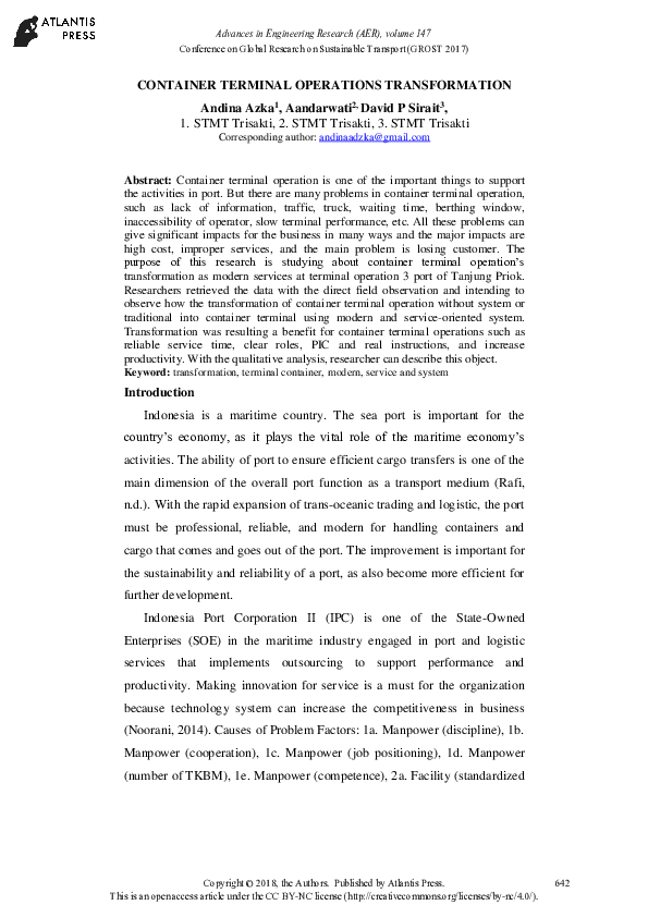 Pdf Container Terminal Operations Transformation