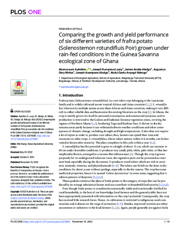 (PDF) Comparing the growth and yield performance of six different ...