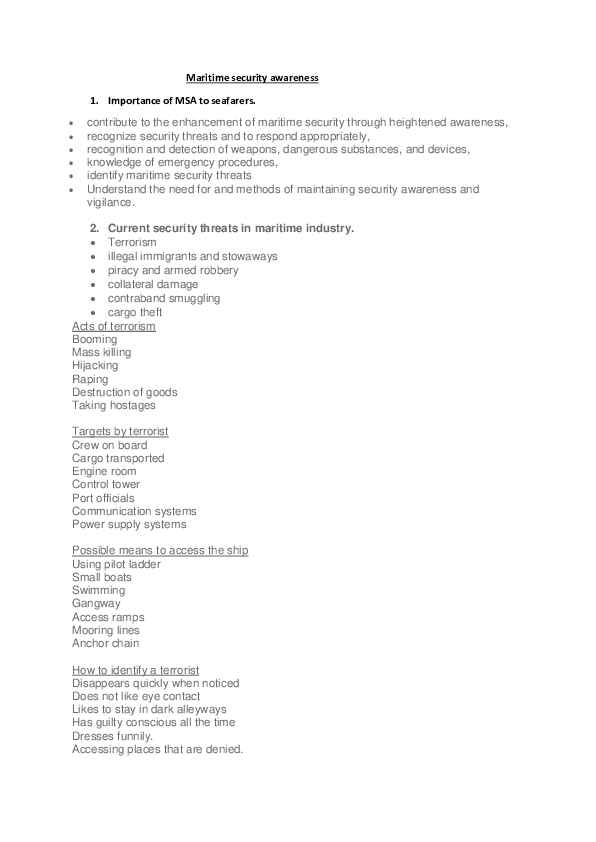 (PDF) Maritime security awareness