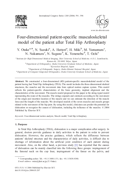 (PDF) Four-dimensional patient-specific musculoskeletal model of the ...