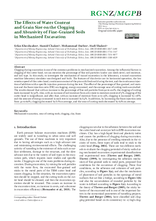 (PDF) The Effects of Water Content and Grain Size on the Clogging and ...