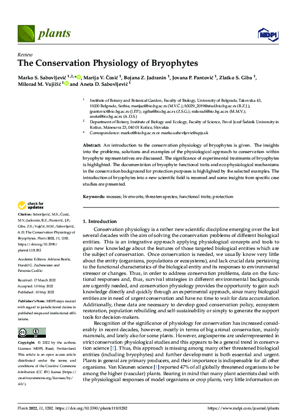 (PDF) The Conservation Physiology of Bryophytes