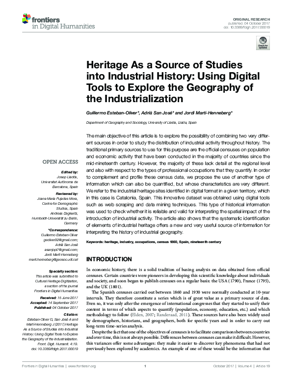 (PDF) Heritage As a Source of Studies into Industrial History: Using ...
