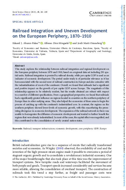 (PDF) Railroad Integration and Uneven Development on the European ...
