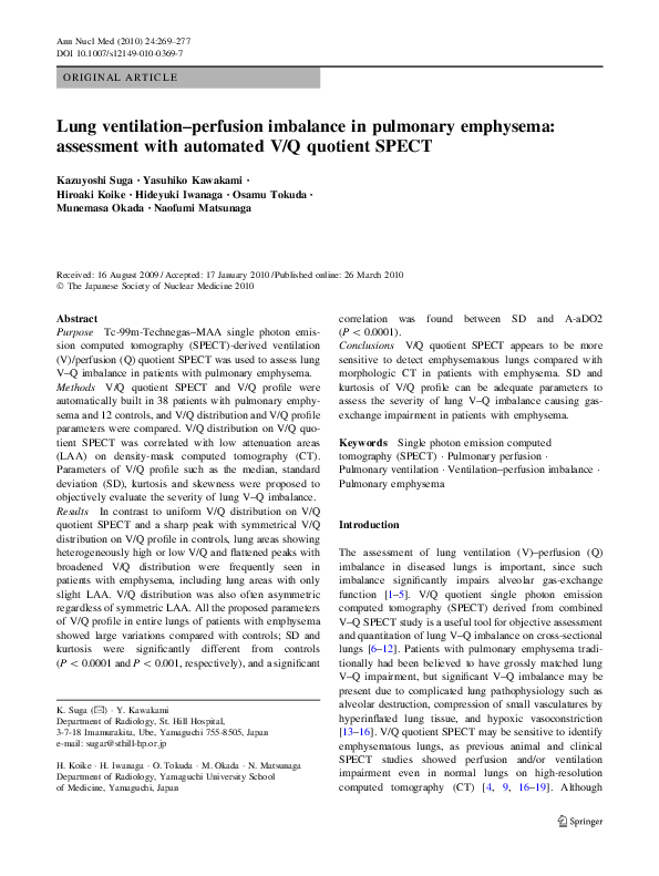(PDF) Lung ventilation–perfusion imbalance in pulmonary emphysema ...
