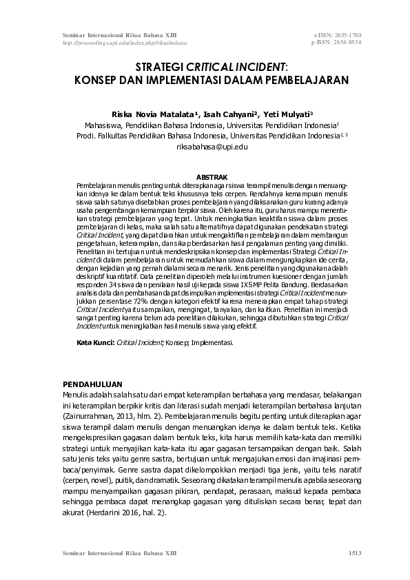 (PDF) Strategi Critical Incident: Konsep Dan Implementasi Dalam Pembelajaran