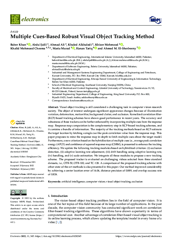 (PDF) Multiple Cues-Based Robust Visual Object Tracking Method | abdul jalil - Academia.edu