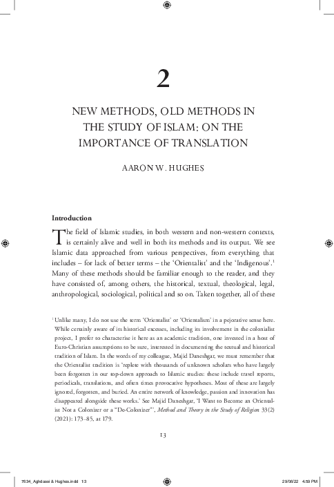 (PDF) NEW METHODS, OLD METHODS IN THE STUDY OF ISLAM: ON THE IMPORTANCE ...