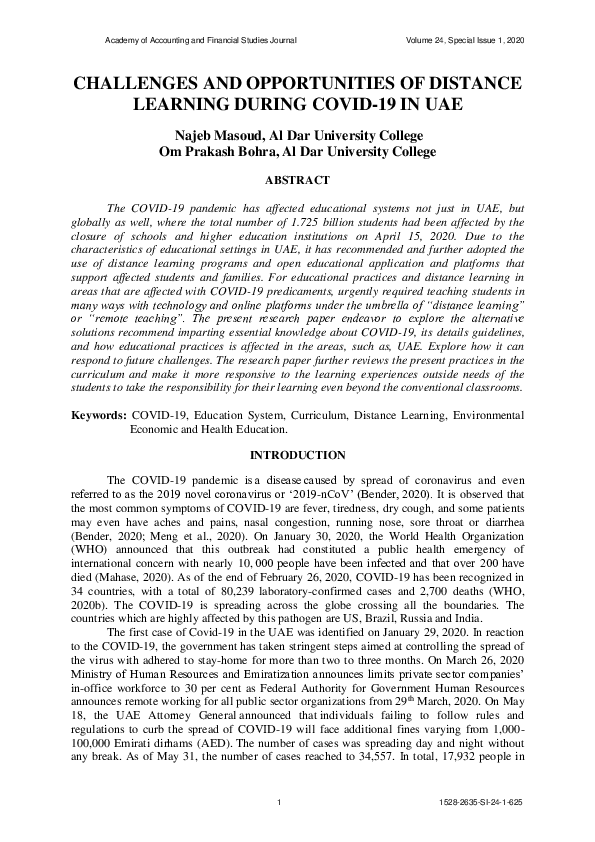 (PDF) Challenges and Opportunities of Distance Learning During Covid-19 ...