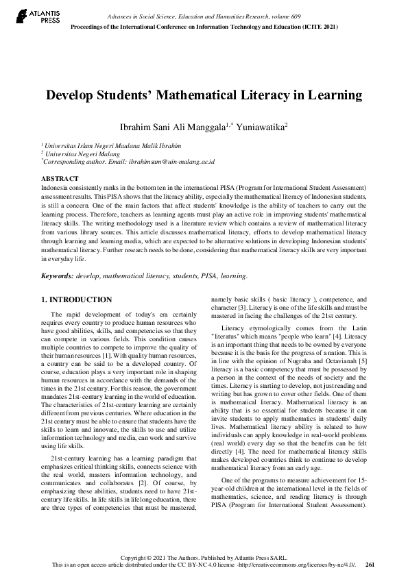 (PDF) Develop Students’ Mathematical Literacy in Learning