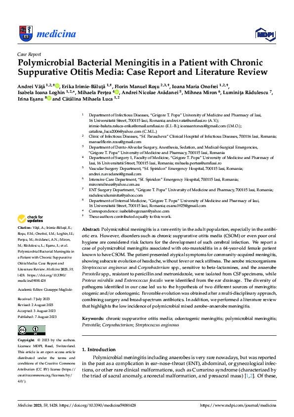 (PDF) Polymicrobial Bacterial Meningitis in a Patient with Chronic Suppurative Otitis Media ...