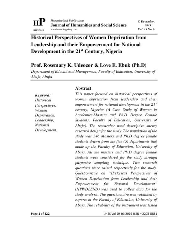 (PDF) Historical Perspectives of Women Deprivation from Leadership and ...