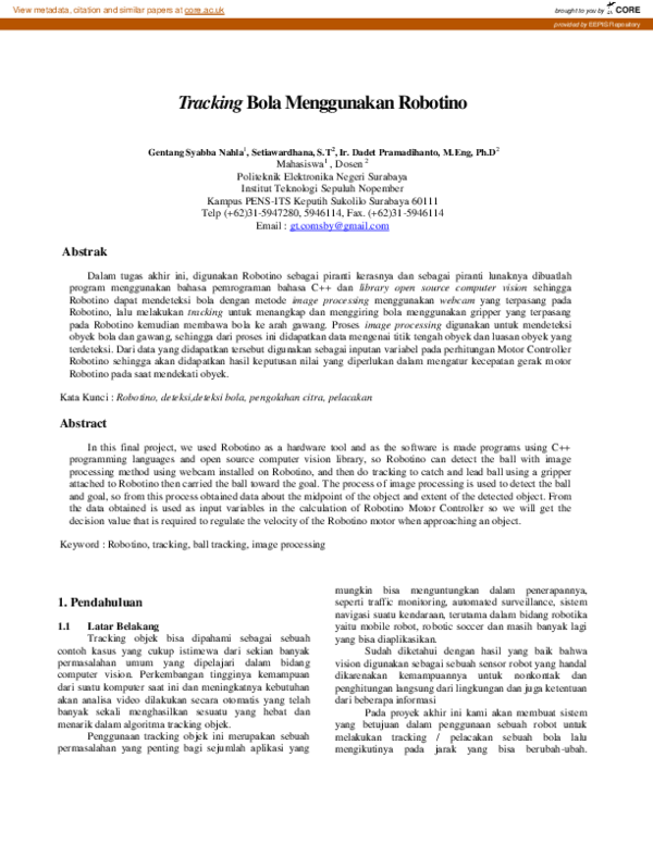 (PDF) Tracking Bola Menggunakan Robotino
