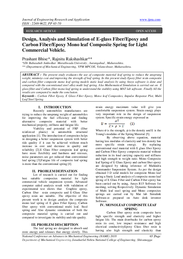 (PDF) Design, Analysis and Simulation of E-glass Fiber/Epoxy and Carbon ...