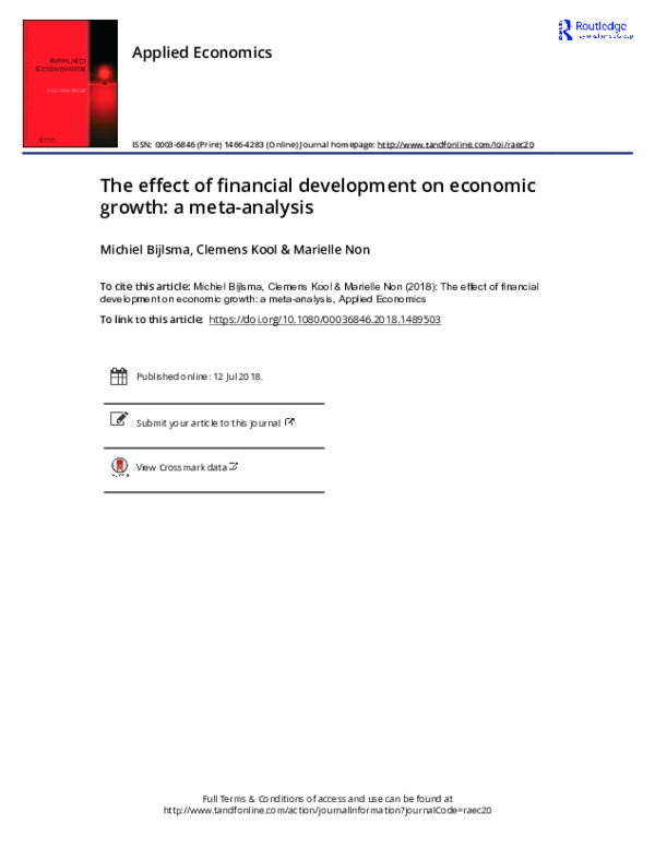 (PDF) The effect of financial development on economic growth: evidence ...