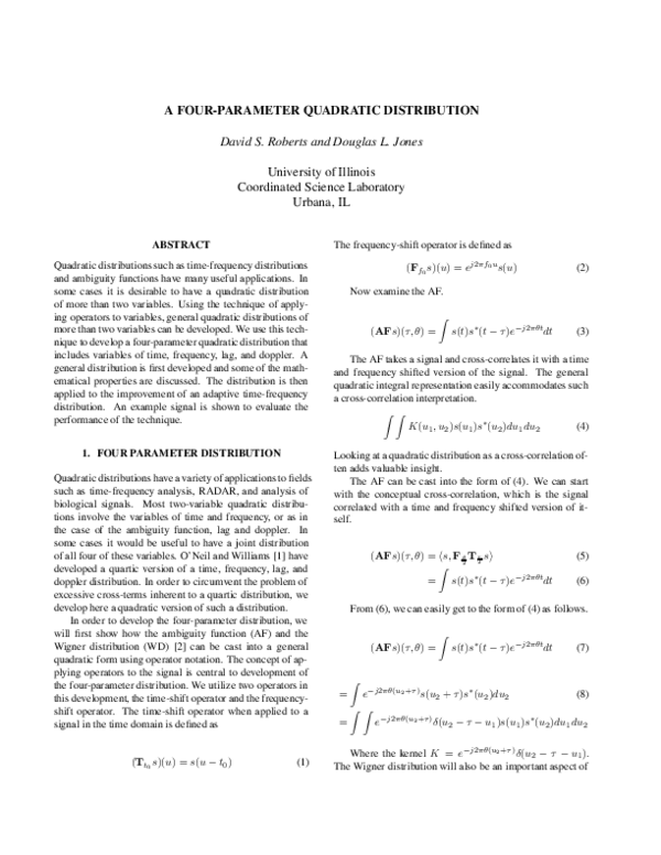 (PDF) A four-parameter quadratic distribution