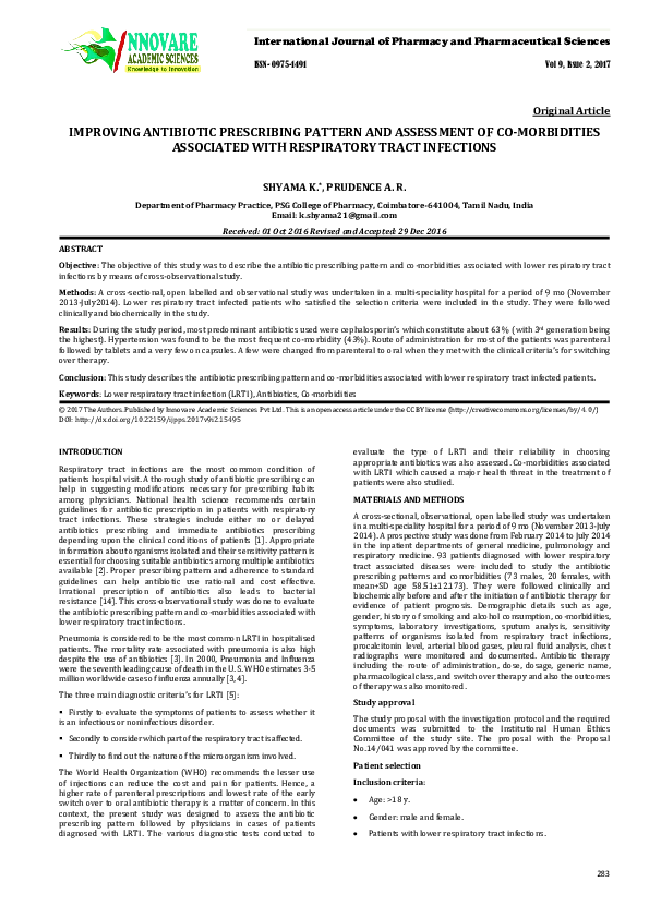 (PDF) IMPROVING ANTIBIOTIC PRESCRIBING PATTERN AND ASSESSMENT OF CO ...