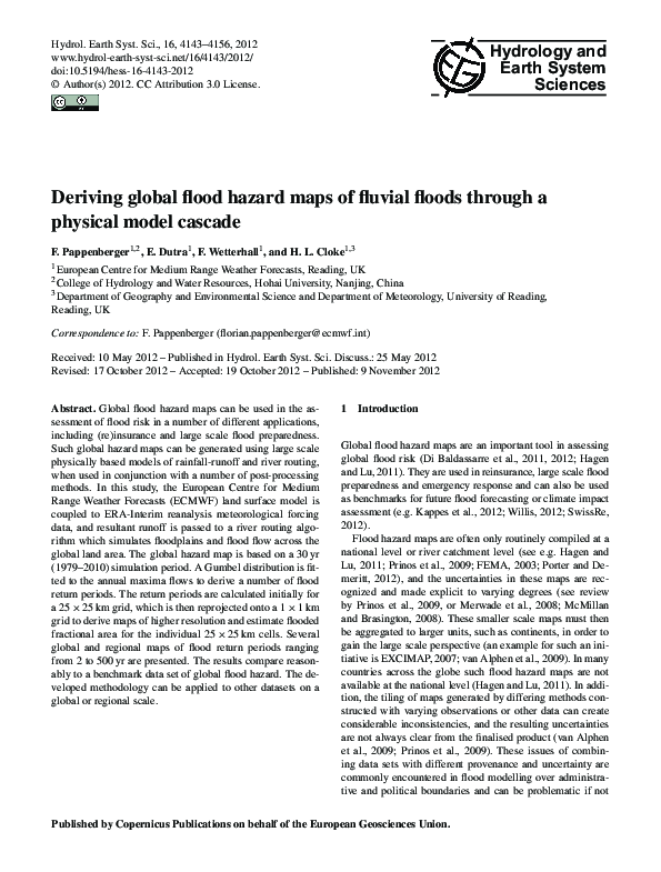 (PDF) Deriving global flood hazard maps of fluvial floods through a ...