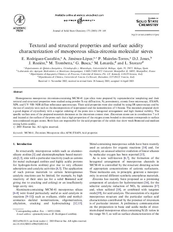 (PDF) Textural and structural properties and surface acidity ... (PDF) Textural and structural properties and surface acidity ...