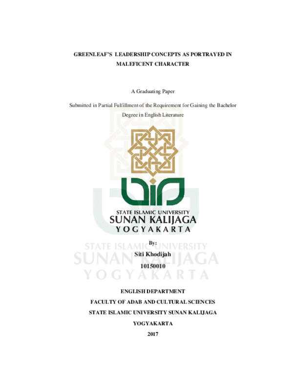 (PDF) Greenleaf’s Leadership Concepts as Portrayed Inmaleficent Character